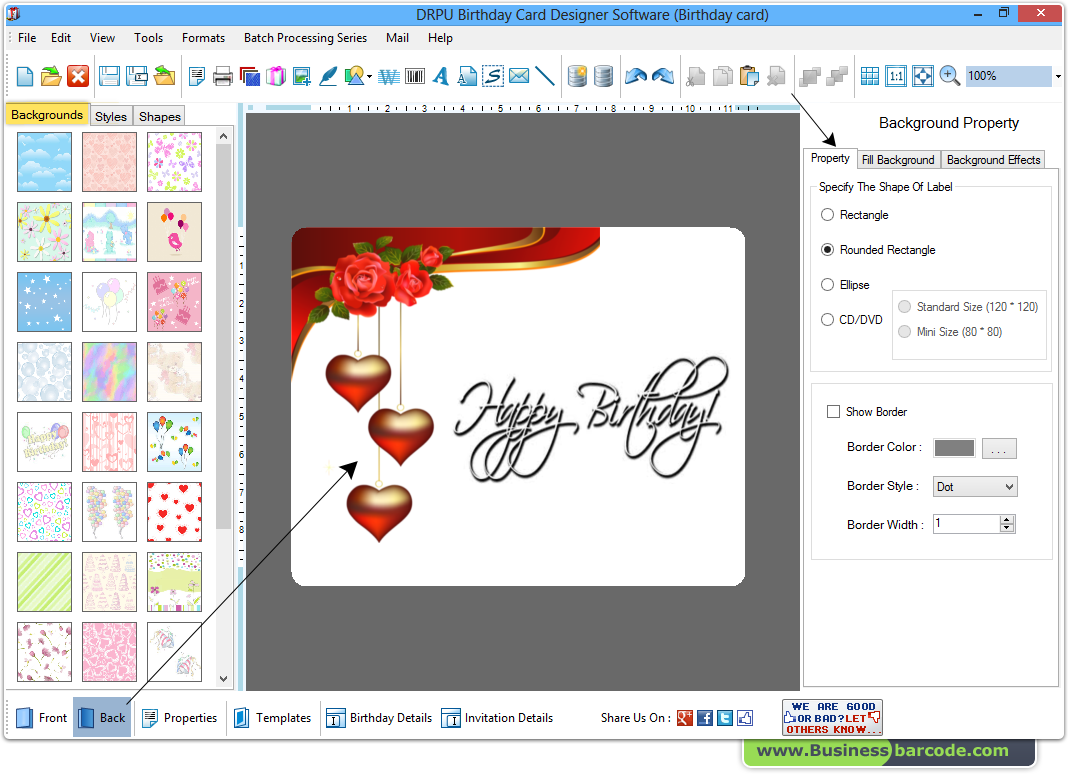 Birthday Cards Maker Software screenshots - BusinessBarcode