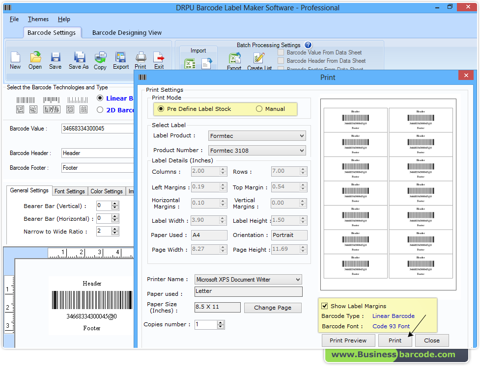 Barcode Label Maker (Professional Edition) screenshots – BusinessBarcode