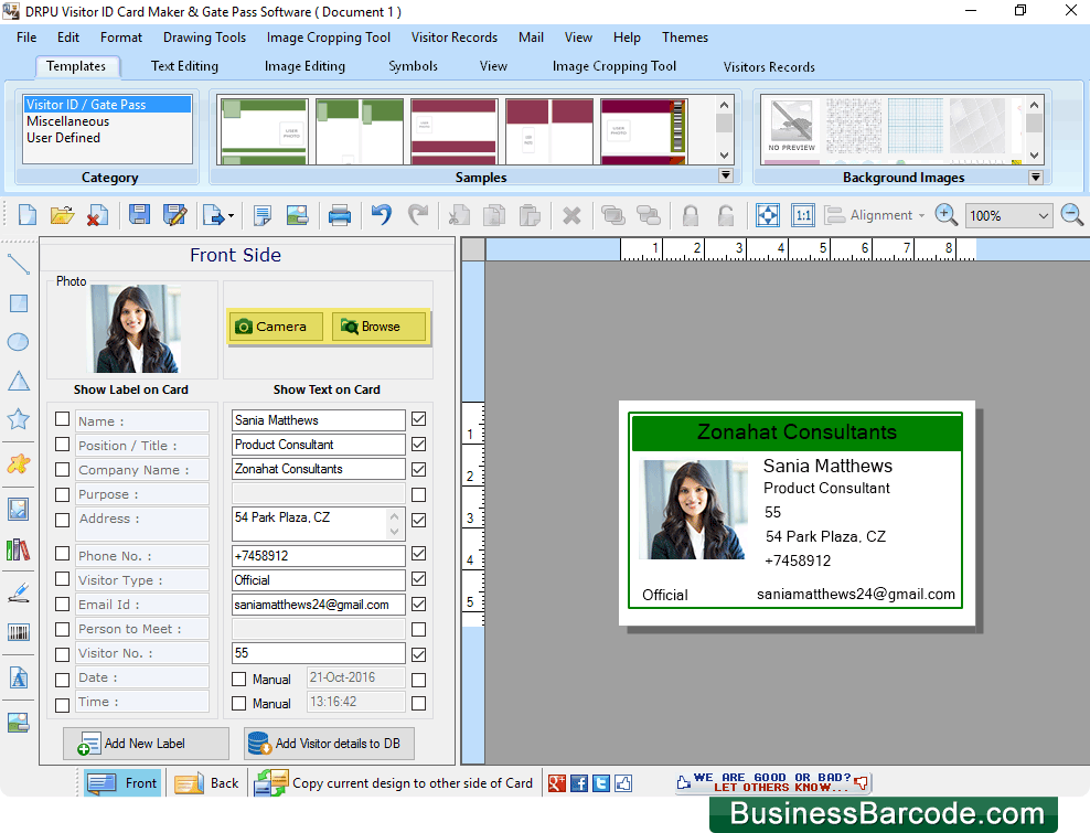 Gate Pass ID Cards Maker Software screenshots – BusinessBarcode